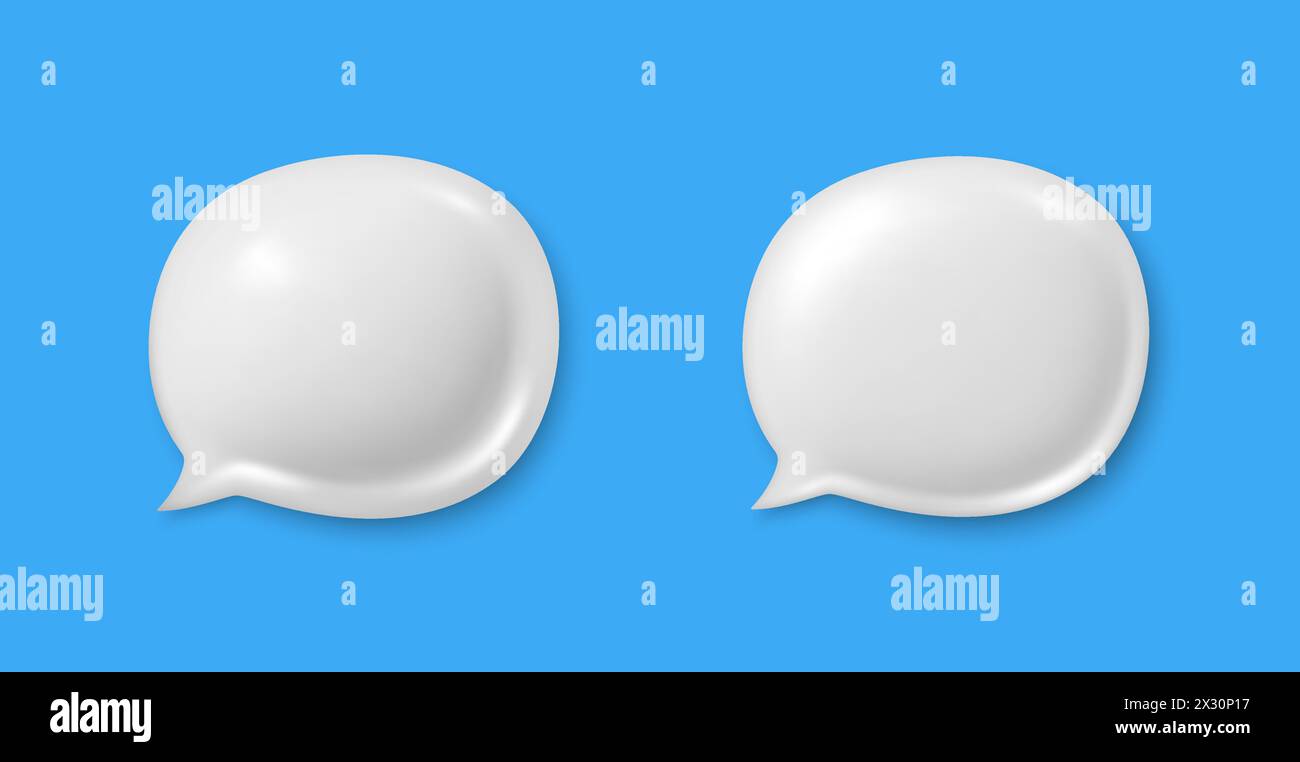 White speech bubble icons. Chat comment icons set. 3d talk message box ...