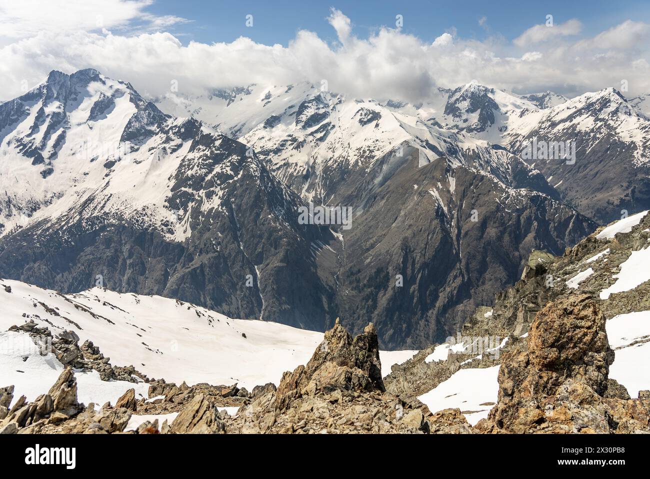 Winter mountains beautiful alpine panoramic. Aerial drone view of ...