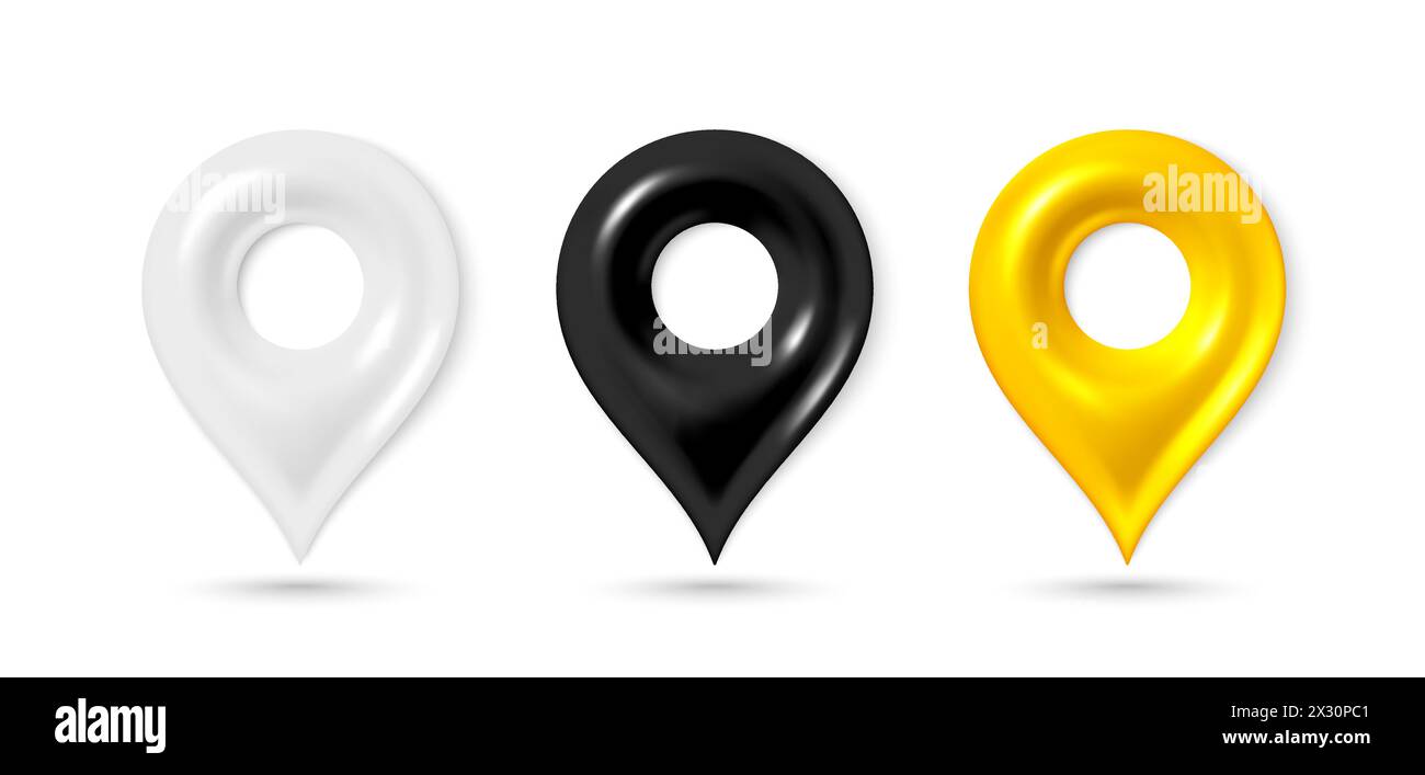 Locate map pin gps markers. 3d design of location map pin icon. Place position pointer ...