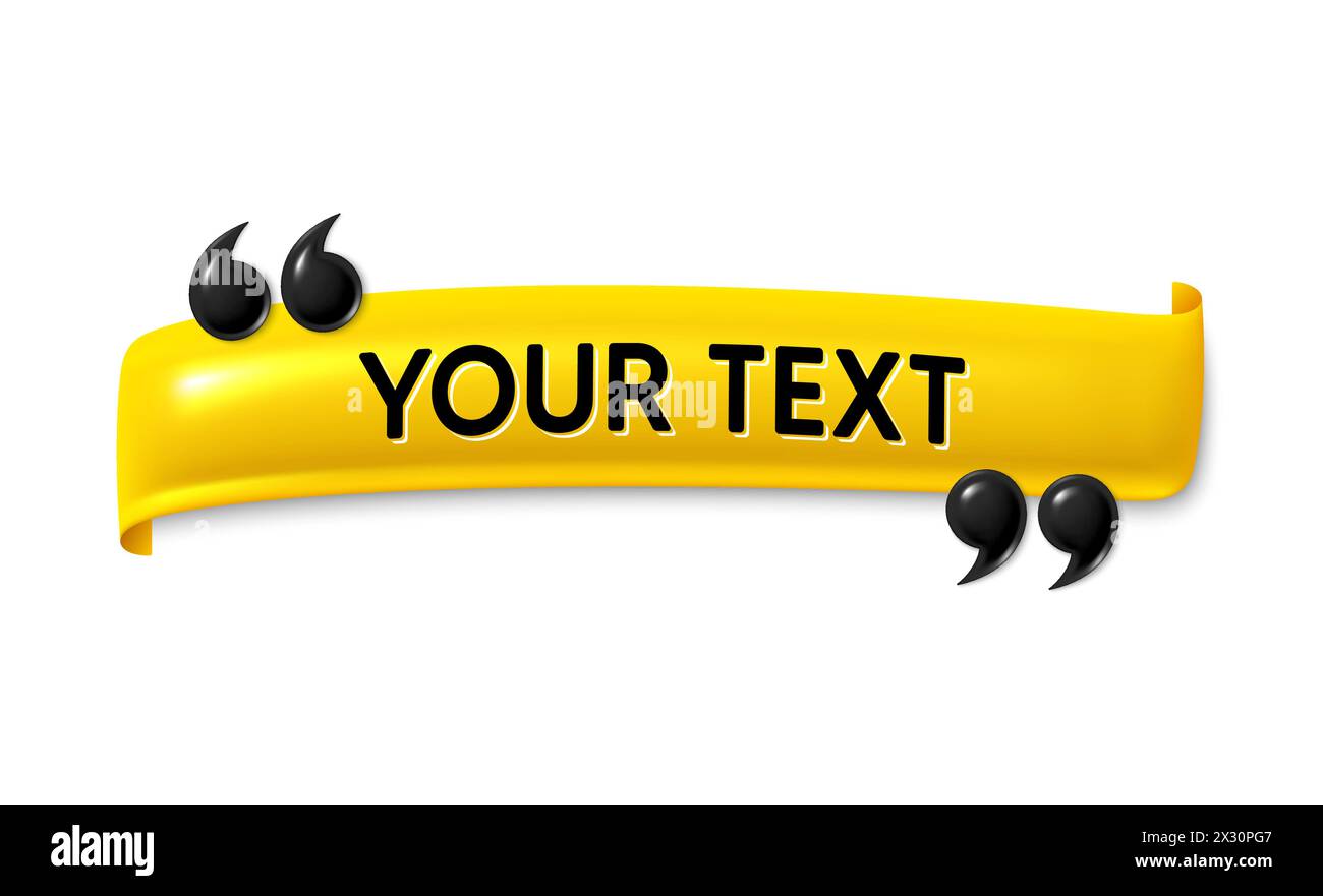 Vintage ribbon 3d banner with double quotes. Graphic tag element for ...