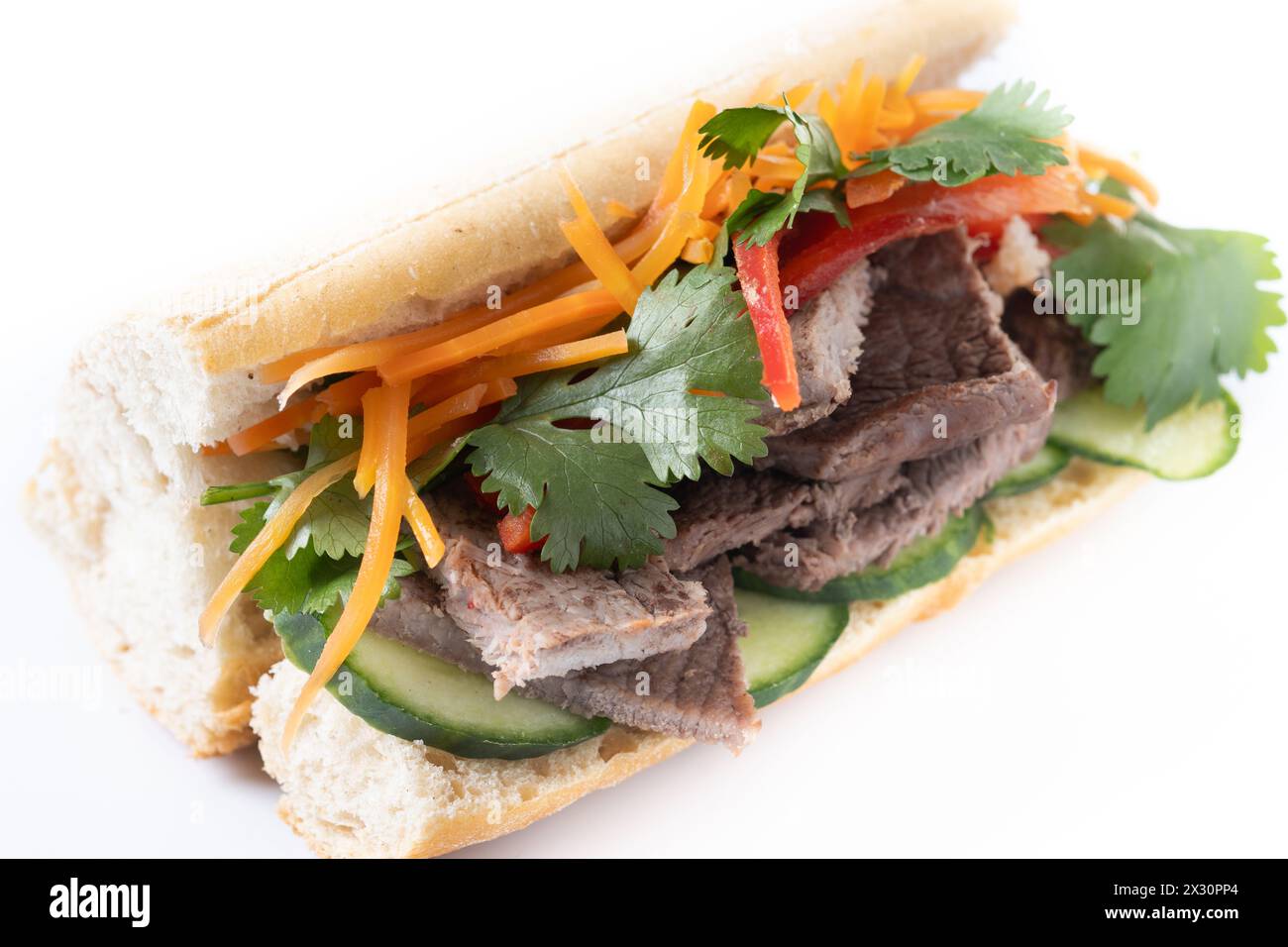 Vietnamese banh mi sandwich isolated on white background Stock Photo ...