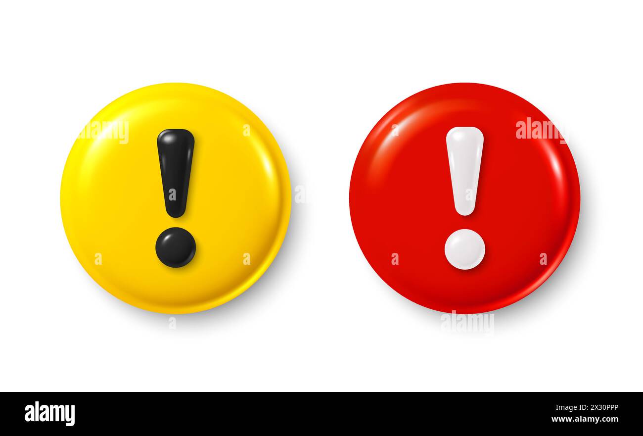 Danger warning 3d icons. Alert, caution or emergency notification ...