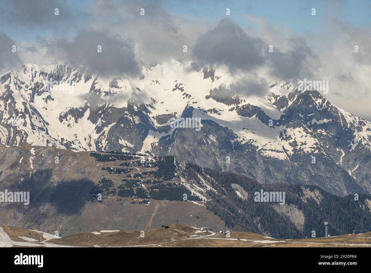 Winter mountains beautiful alpine panoramic. Aerial drone view of ...