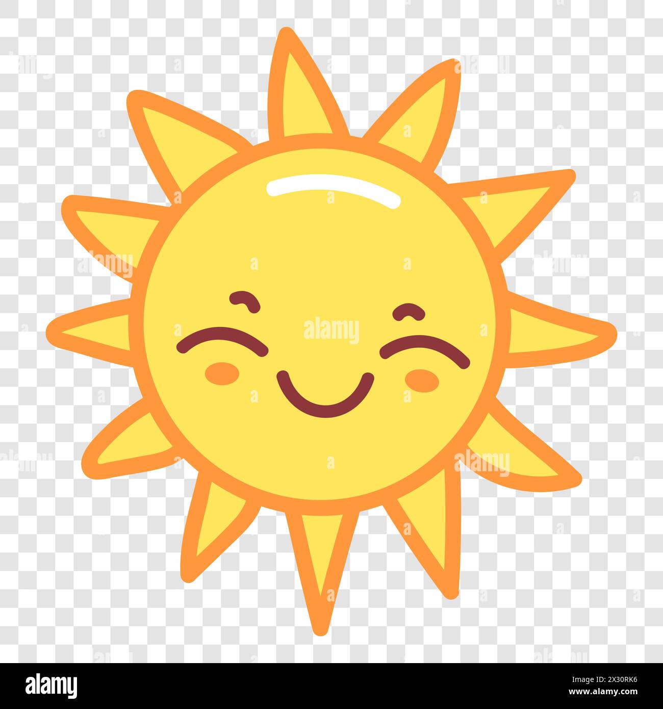Cute cartoon sun icon. Sunshine emoji, cute smiling face. Vector ...