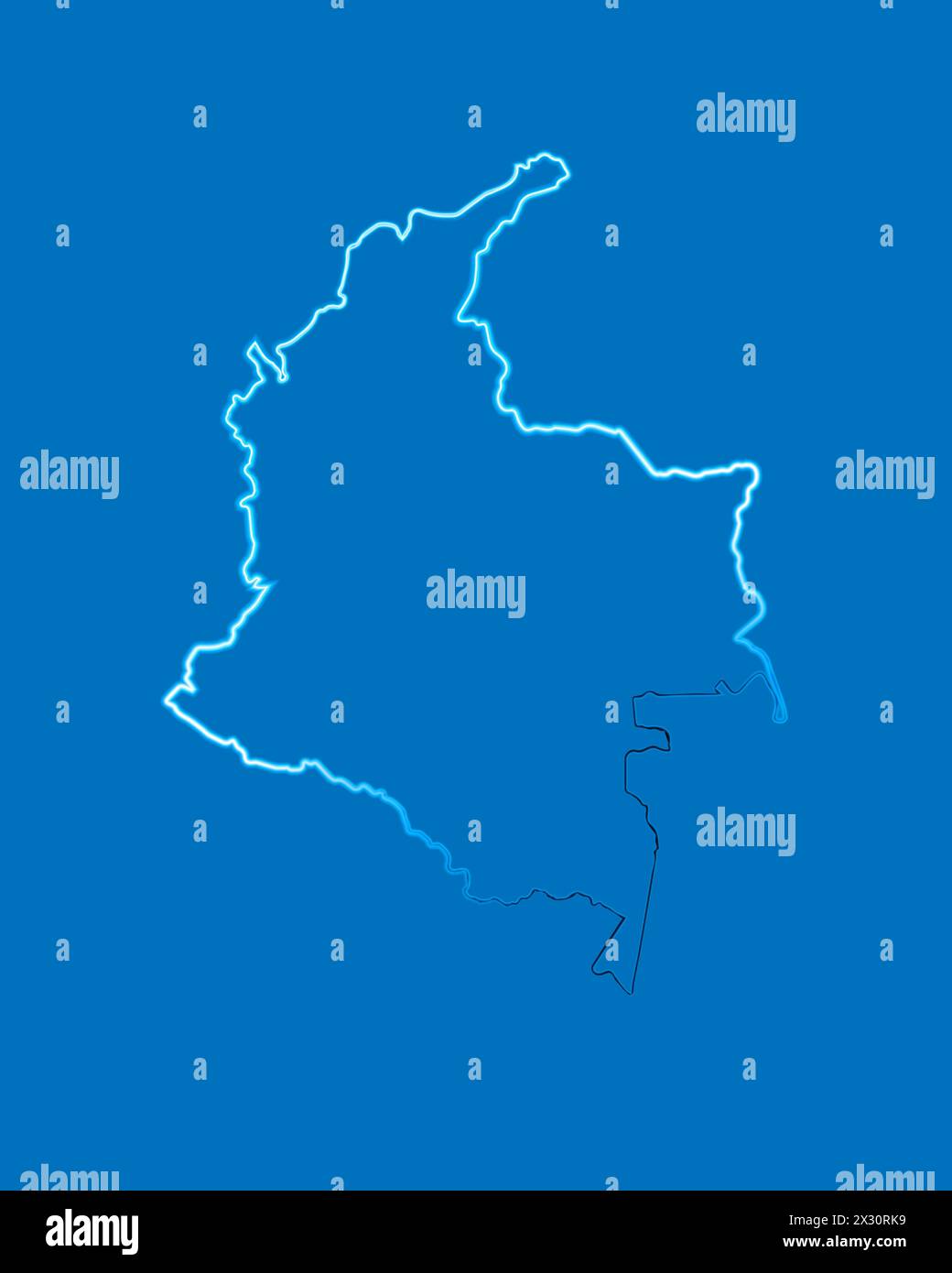A vector isolated illustration of Columbia's map with neon effect Stock ...