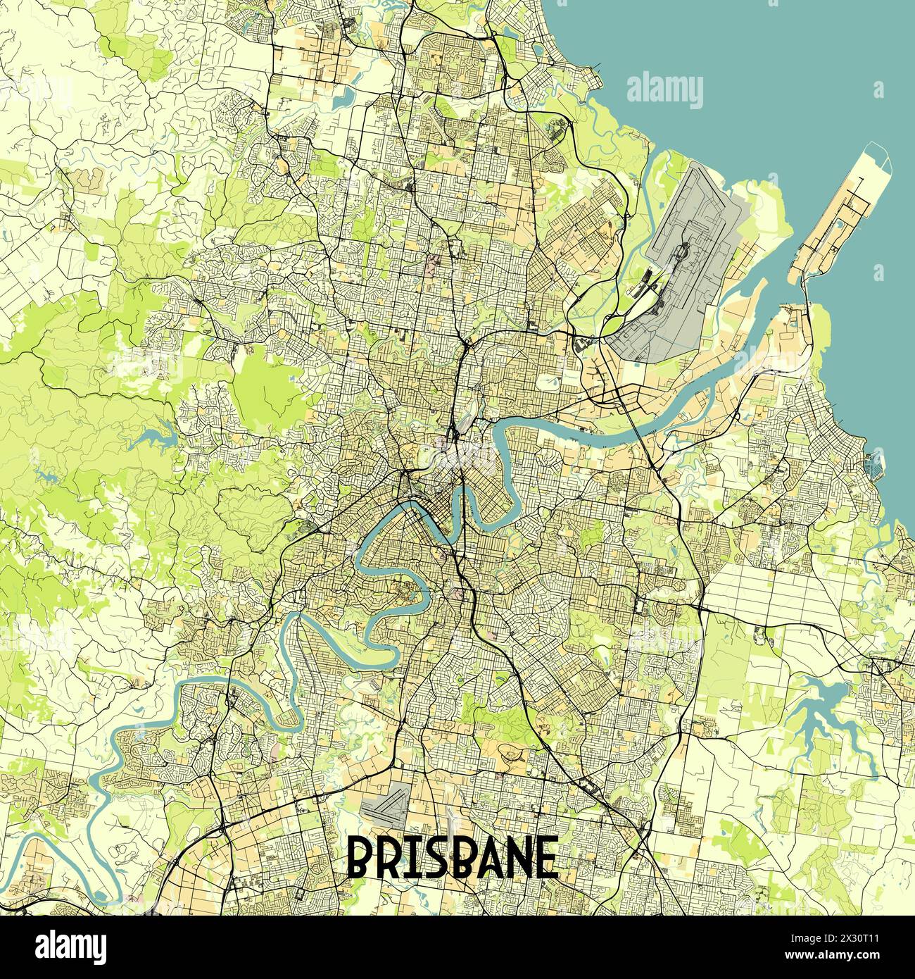 Brisbane river map hi-res stock photography and images - Alamy