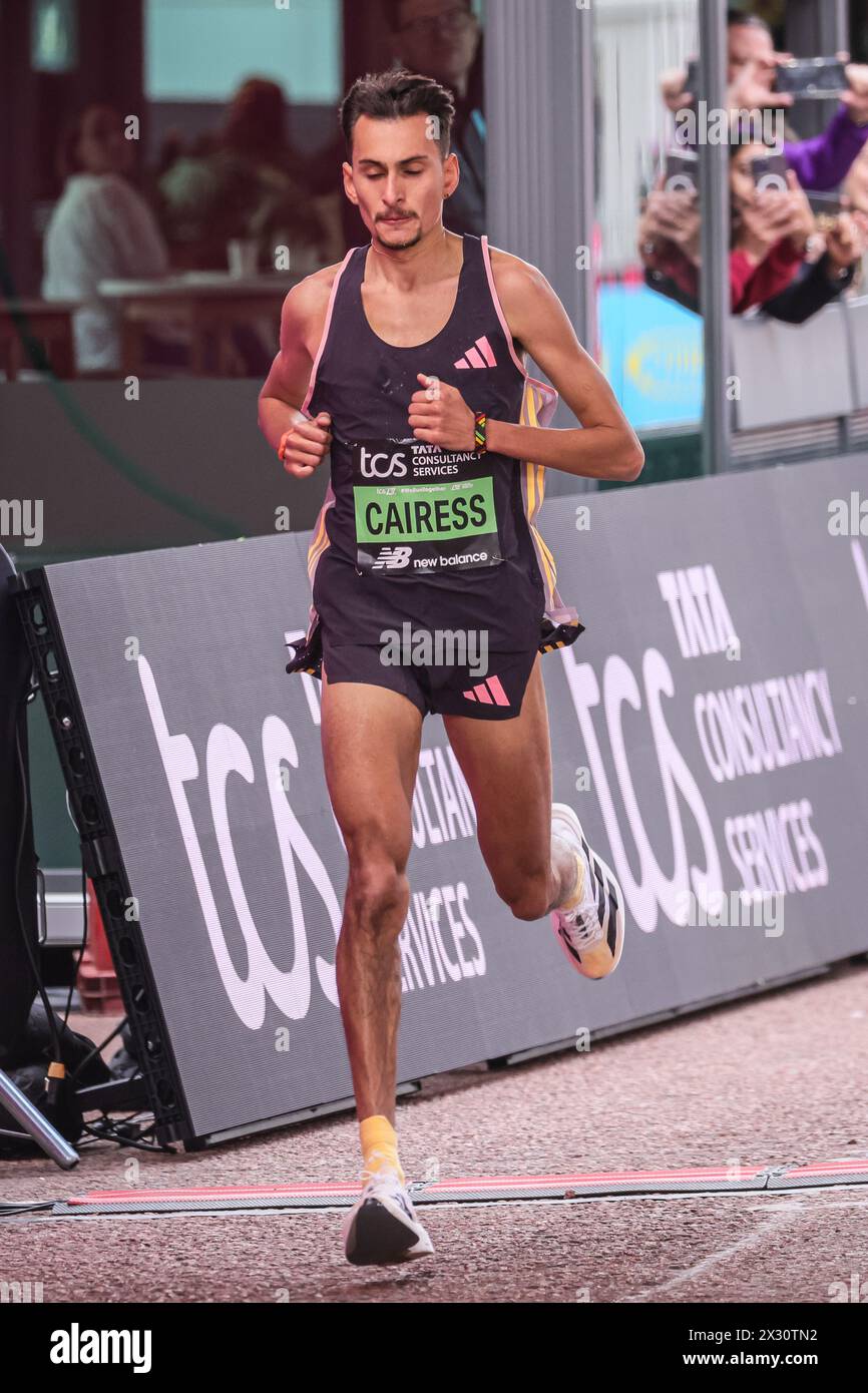 London, UK. 21st April 2024. The Elite race winners are seen coming ...