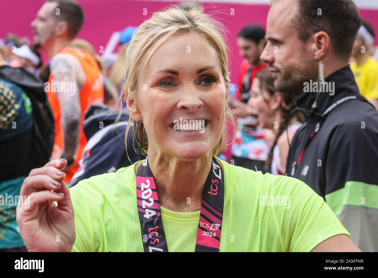 Jenni Falconer, TV presenter, smiles after completing the London ...