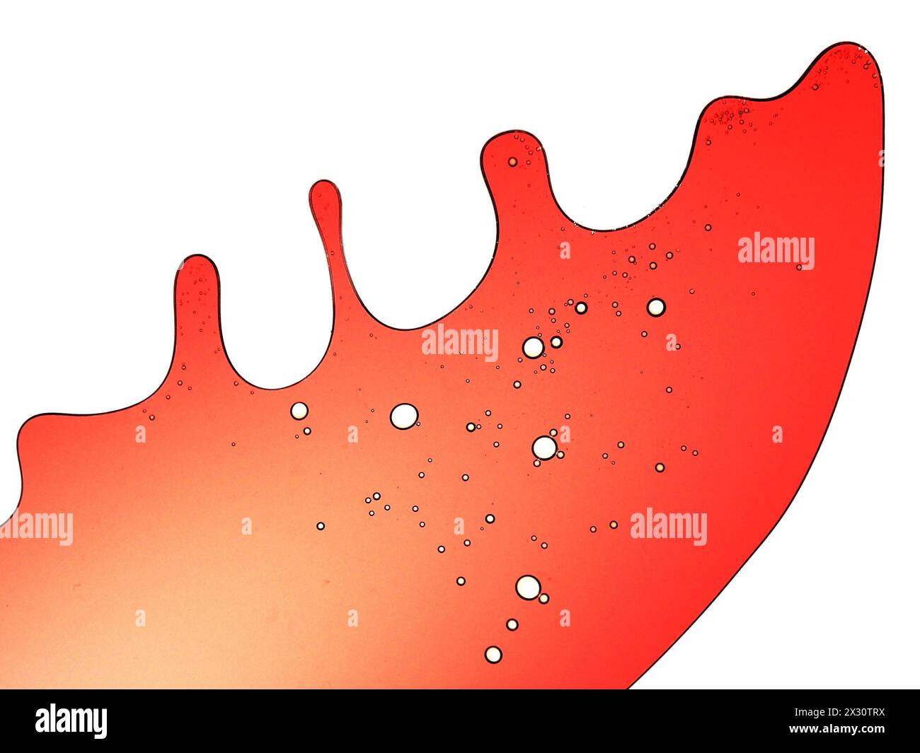 Abstract shapes of red liquid on a white background RECORD DATE NOT ...