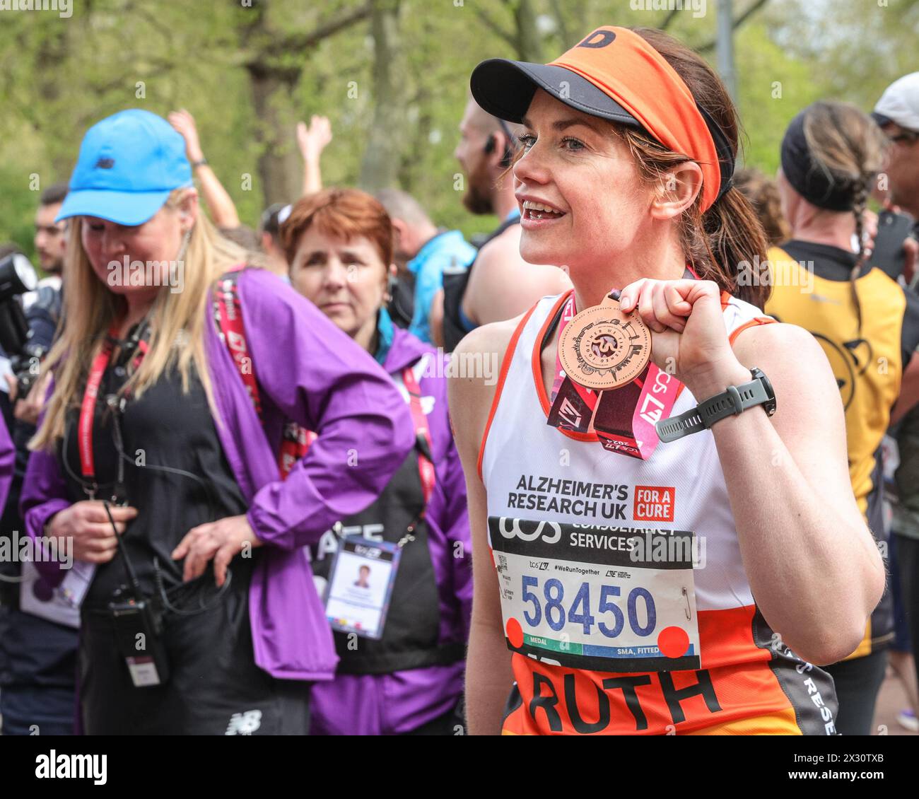 Ruth Wilson, actress, finishing the London Marathon 2024, England ...
