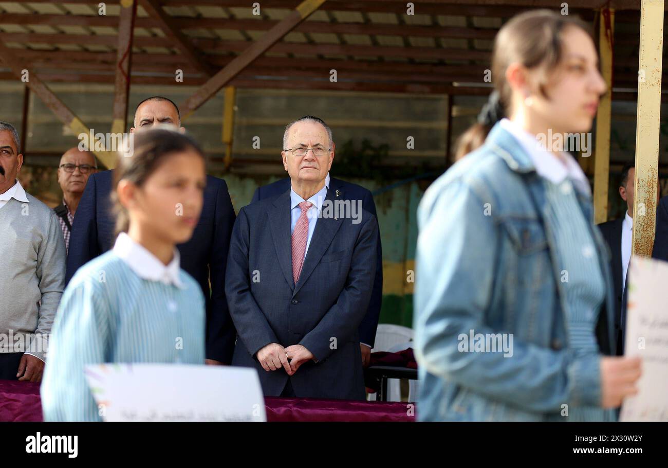 Palestinian Prime Minister, Mohammad Mustafa, participates in the ...