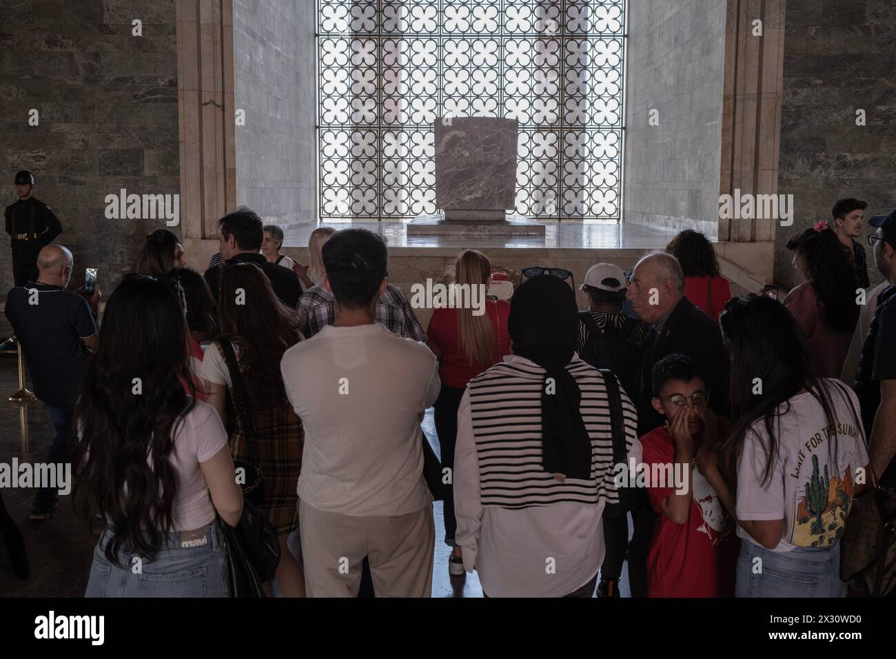 Ankara, Turkey. 23rd Apr, 2024. Visitors pray at Ataturk's mausoleum ...