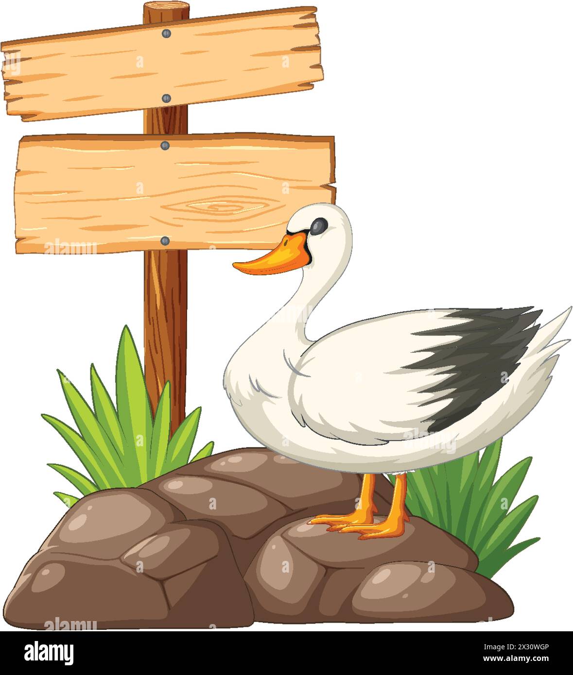 Cartoon duck standing next to a blank signpost Stock Vector Image & Art ...