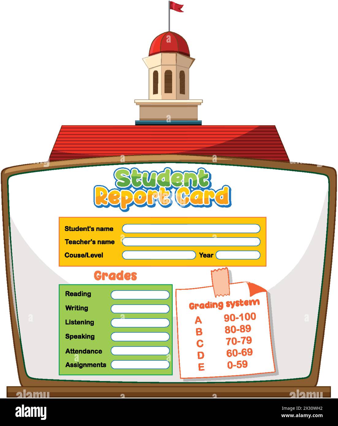 Vector graphic of a report card on a clipboard Stock Vector Image & Art ...