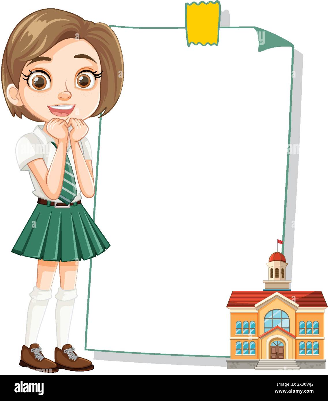 Girl presenting white paper Stock Vector Images - Alamy