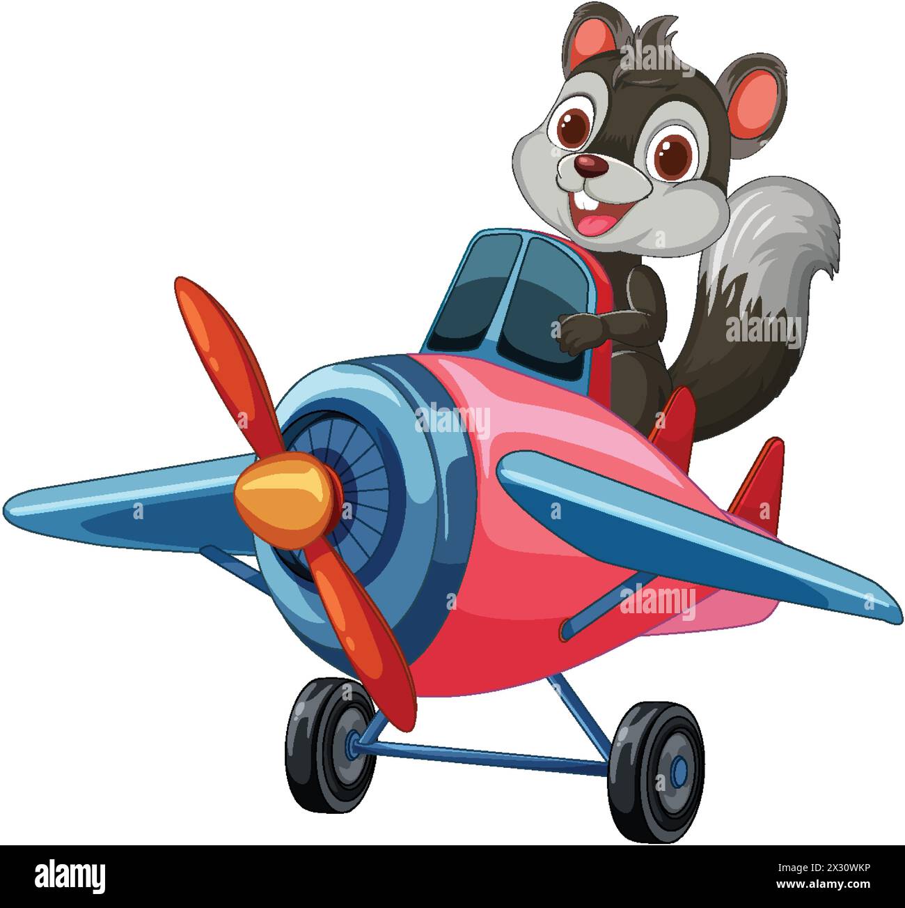 Cartoon squirrel flying a colorful airplane Stock Vector Image & Art ...