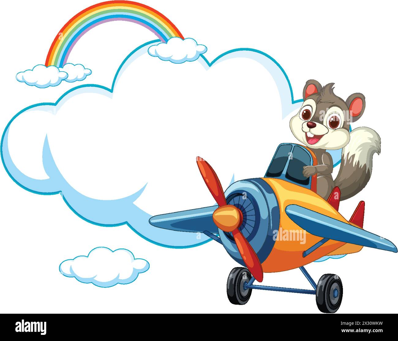 Cartoon squirrel flying a plane with rainbow Stock Vector Image & Art ...