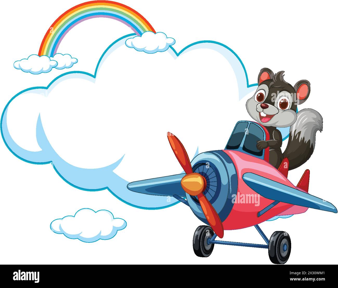 Cartoon squirrel flying a plane with rainbow Stock Vector Image & Art ...