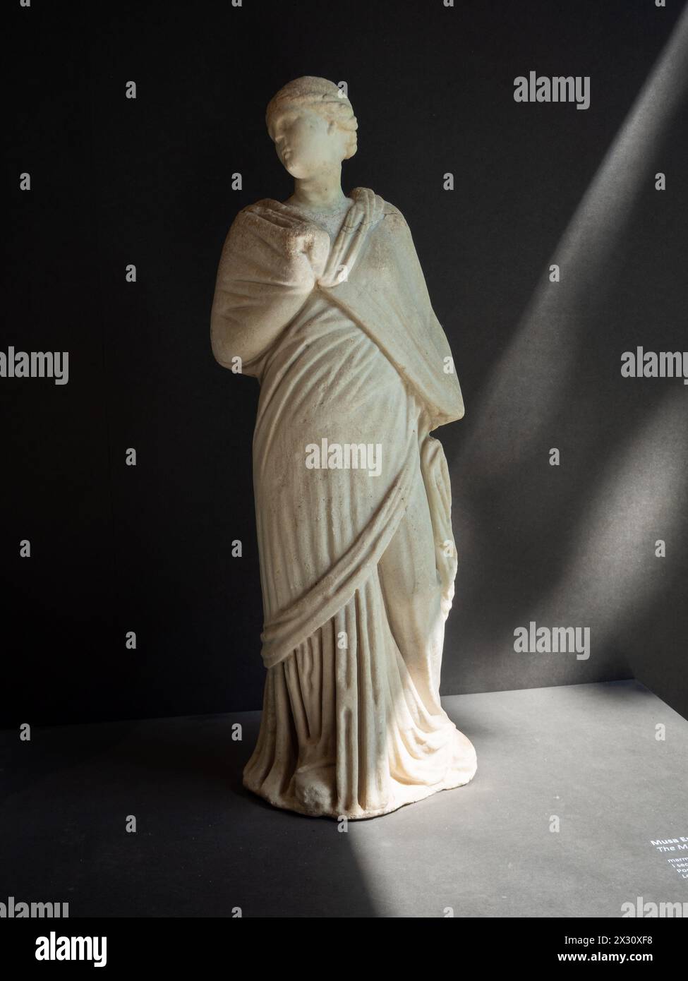 Marble statue of the muse Erato, on display in exhibition in Palaestra ...