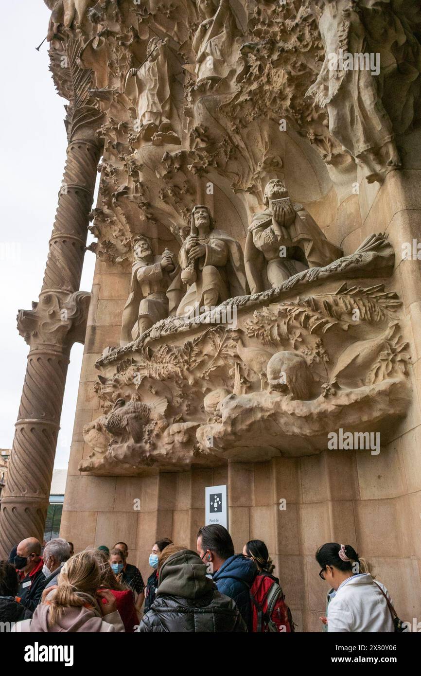 Barcelona, Spain, Crowd People, Tourists, Visiting Famous Spanish ...