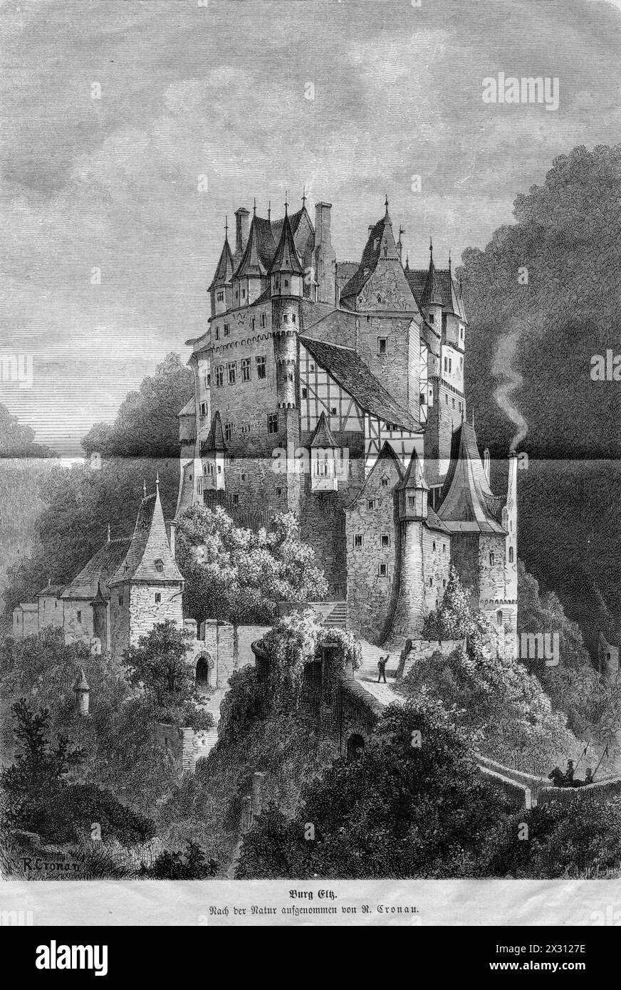 architecture, castles, Burg Eltz, wood engraving after drawing by ...
