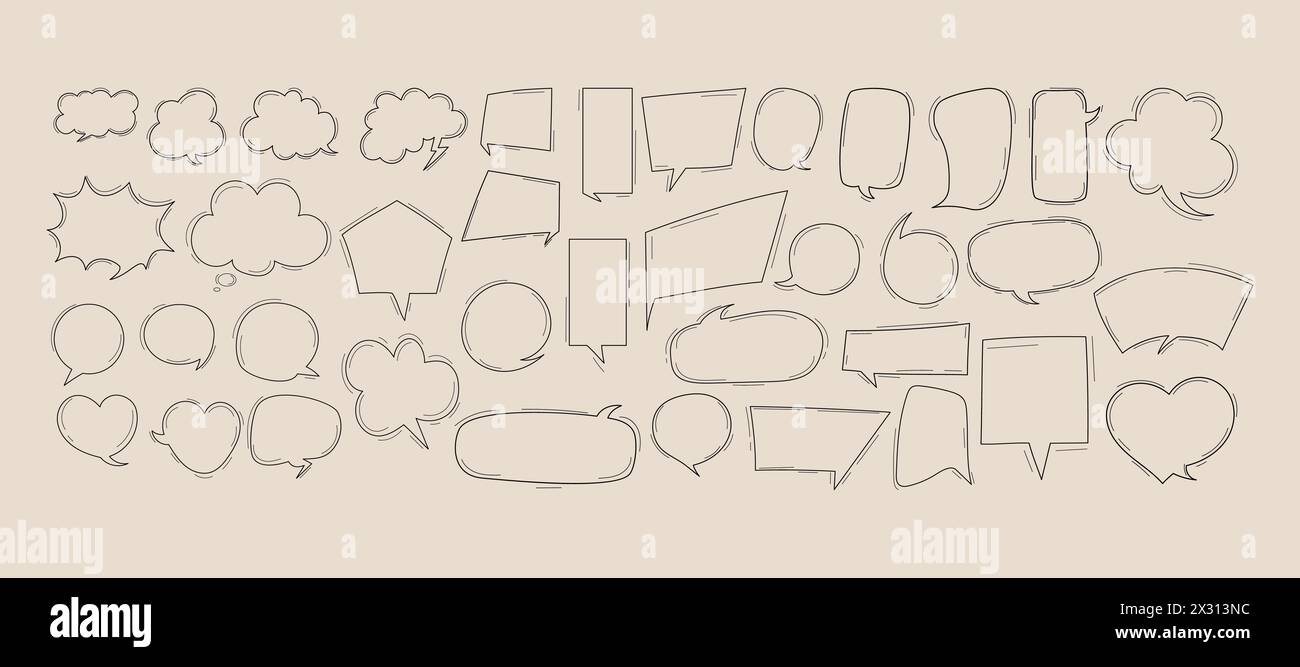 Speech bubbles doodle collection. Speak bubble text, chatting box ...
