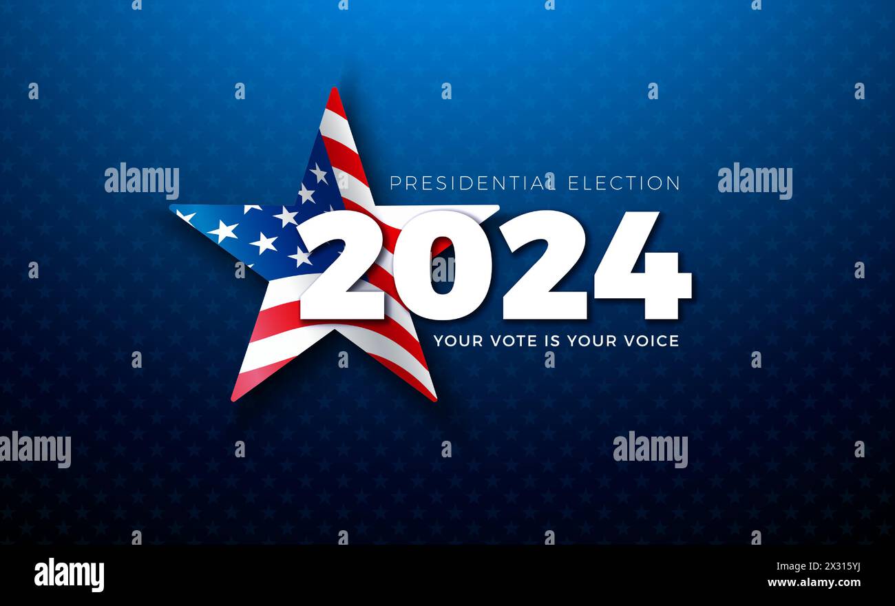 USA 2024 Presidential Election Banner Illustration with American Flag ...