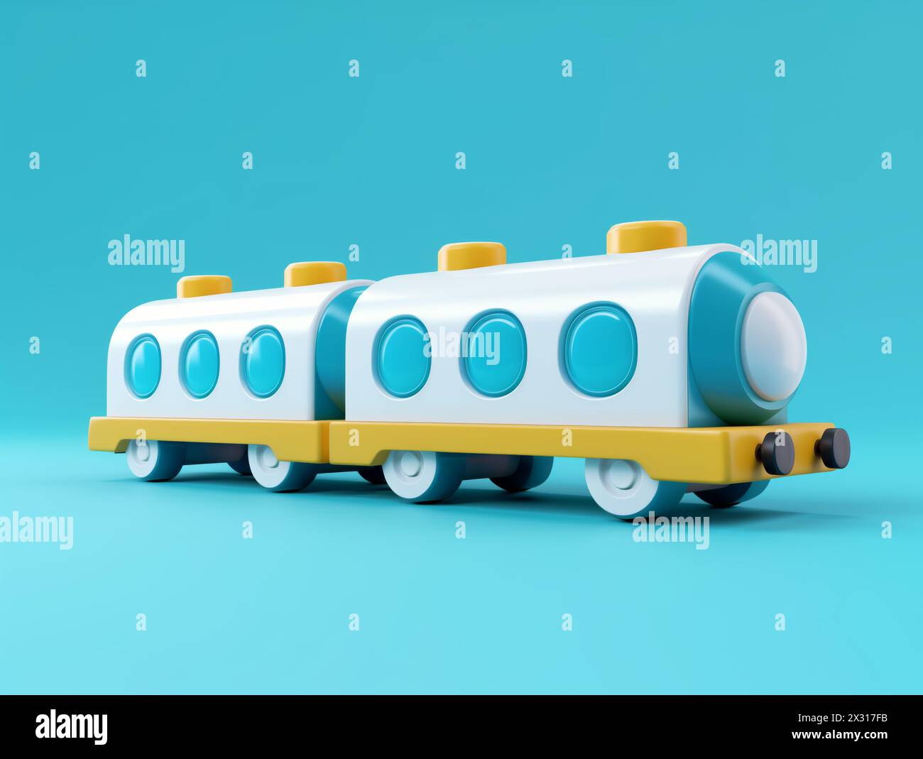 Toy train with wheels on electric blue surface Stock Photo - Alamy