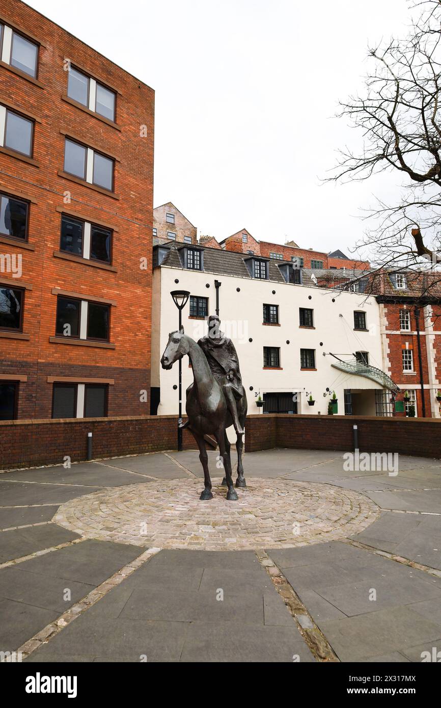 Bristol, England- March 29, 2024: The Cloaked Horseman Statue in Lewin ...