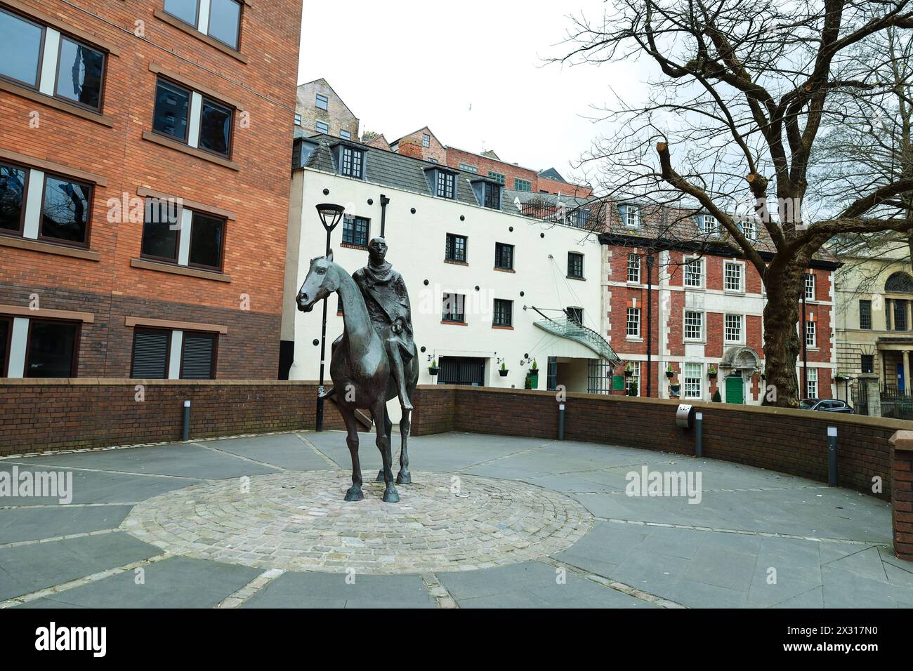 Bristol, England- March 29, 2024: The Cloaked Horseman Statue in Lewin ...