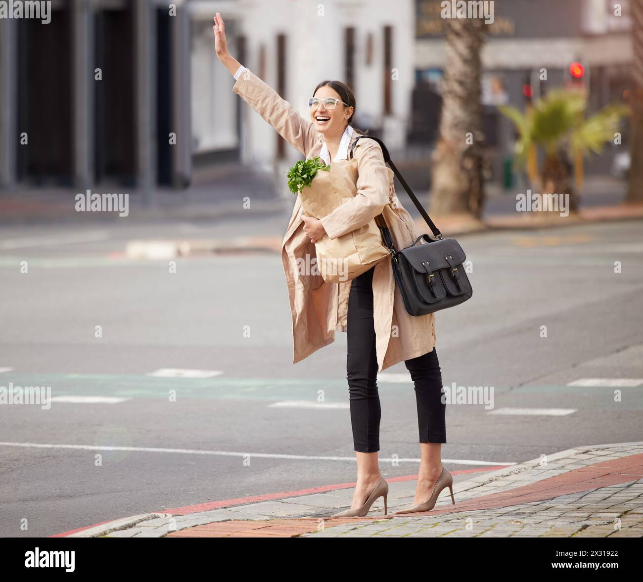 Woman waiting ride share hi-res stock photography and images - Alamy