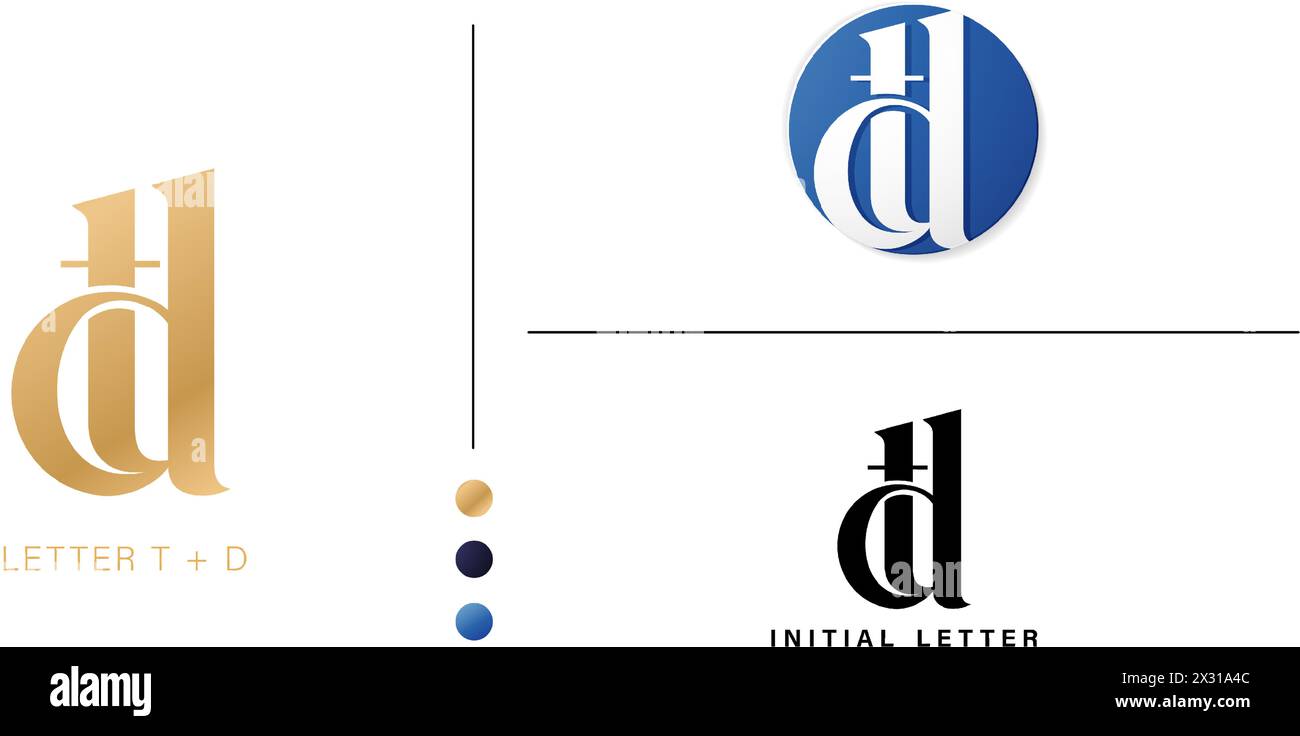 TD or DT initial letters monogram logo isolated white background for ...