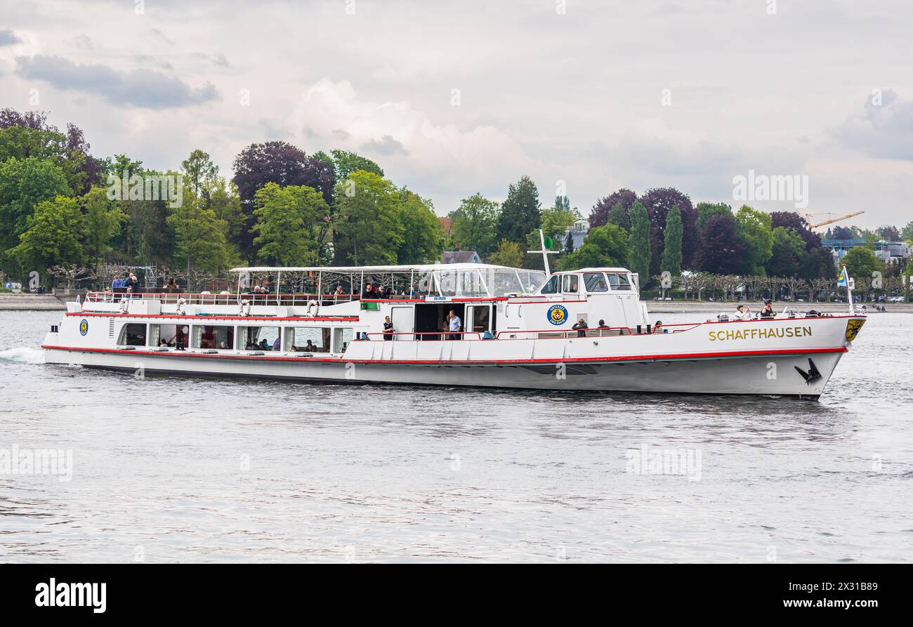 Das Motorschiff Schaffhausen der Schifffahrtsgesellschaft Untersee und ...