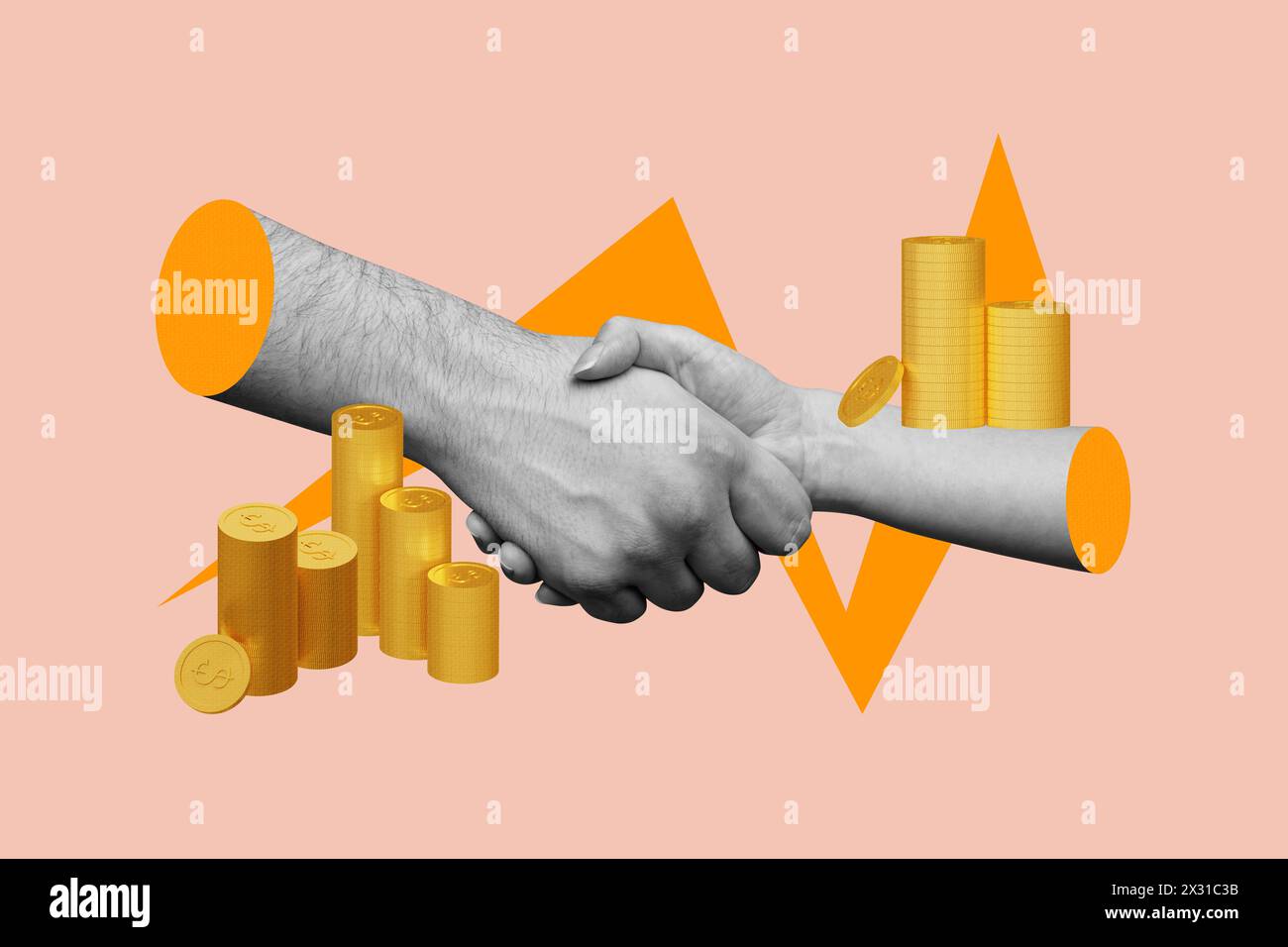 Composite photo collage of business people hand shake success deal ...