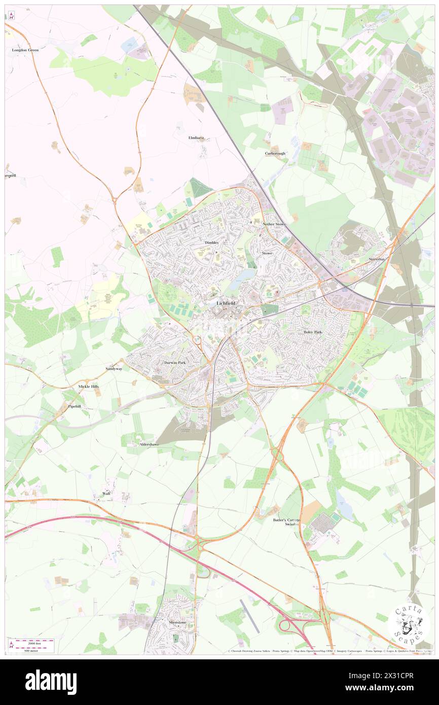 Map of lichfield Cut Out Stock Images & Pictures - Alamy