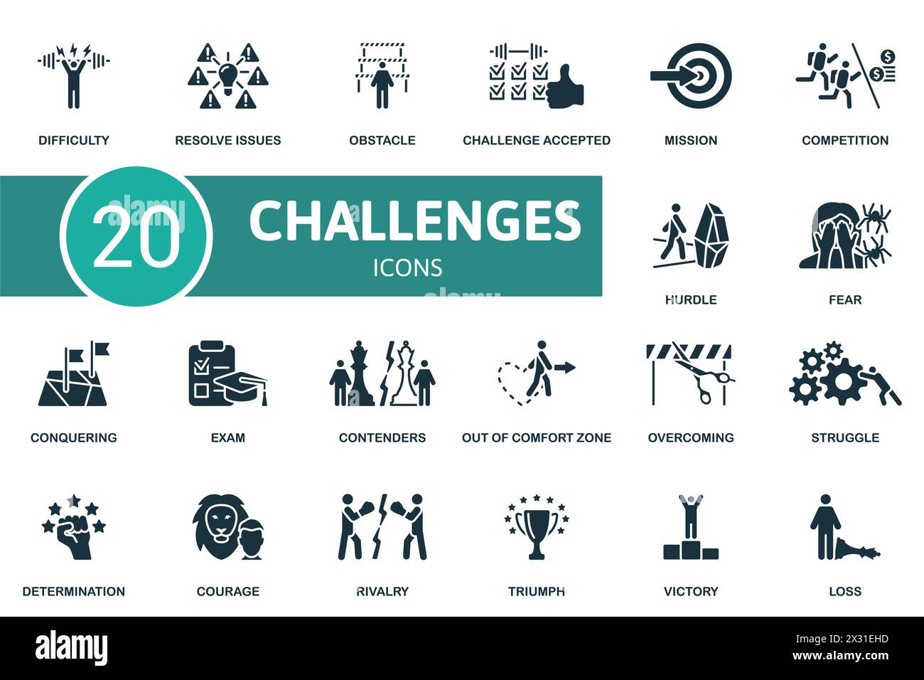 Challenges set. Creative icons. Monochrome Stock Vector Image & Art - Alamy Challenges set. Creative icons. Monochrome Stock Vector Image & Art - Alamy