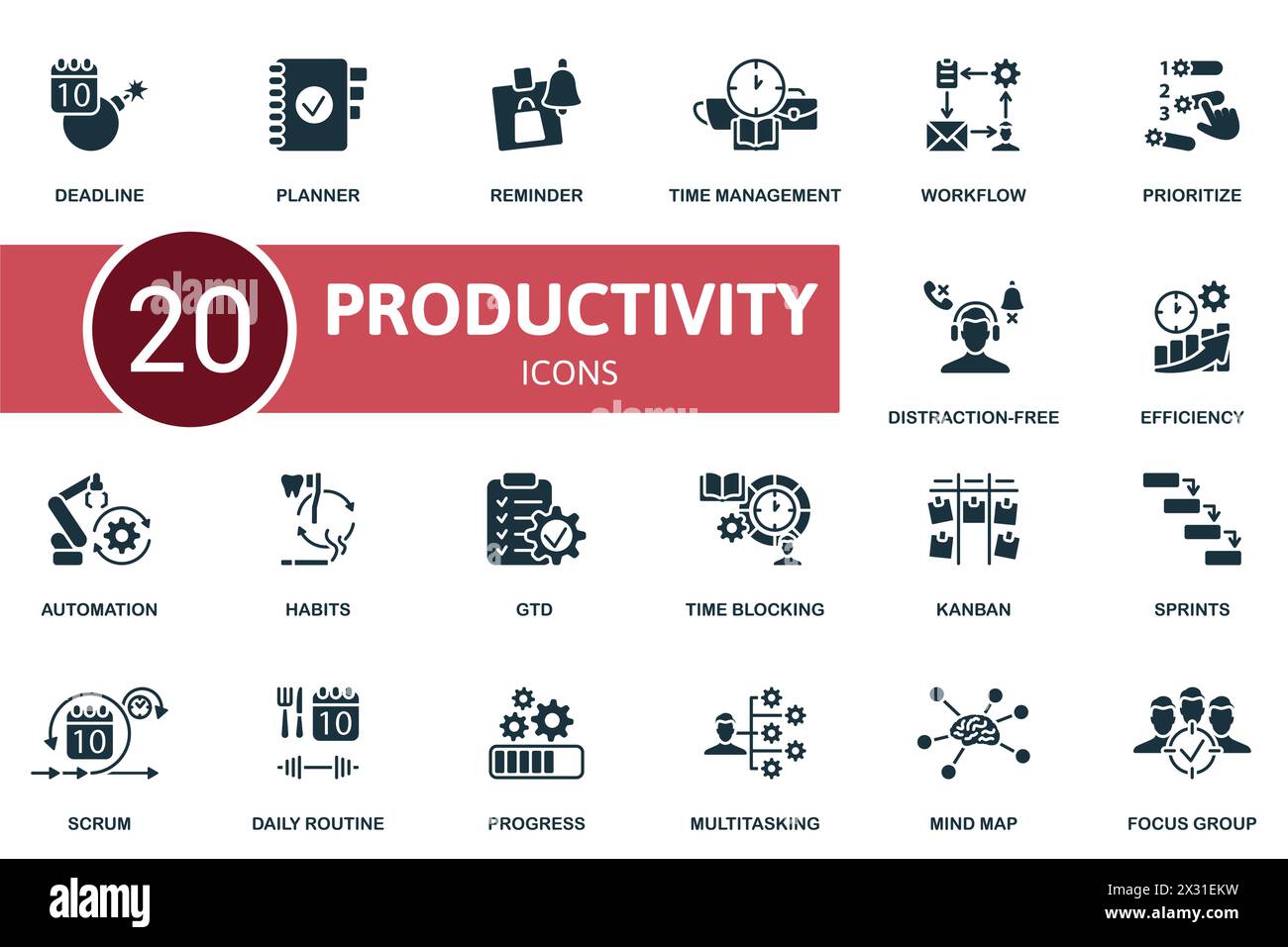 Productivity planner icons hi-res stock photography and images - Alamy