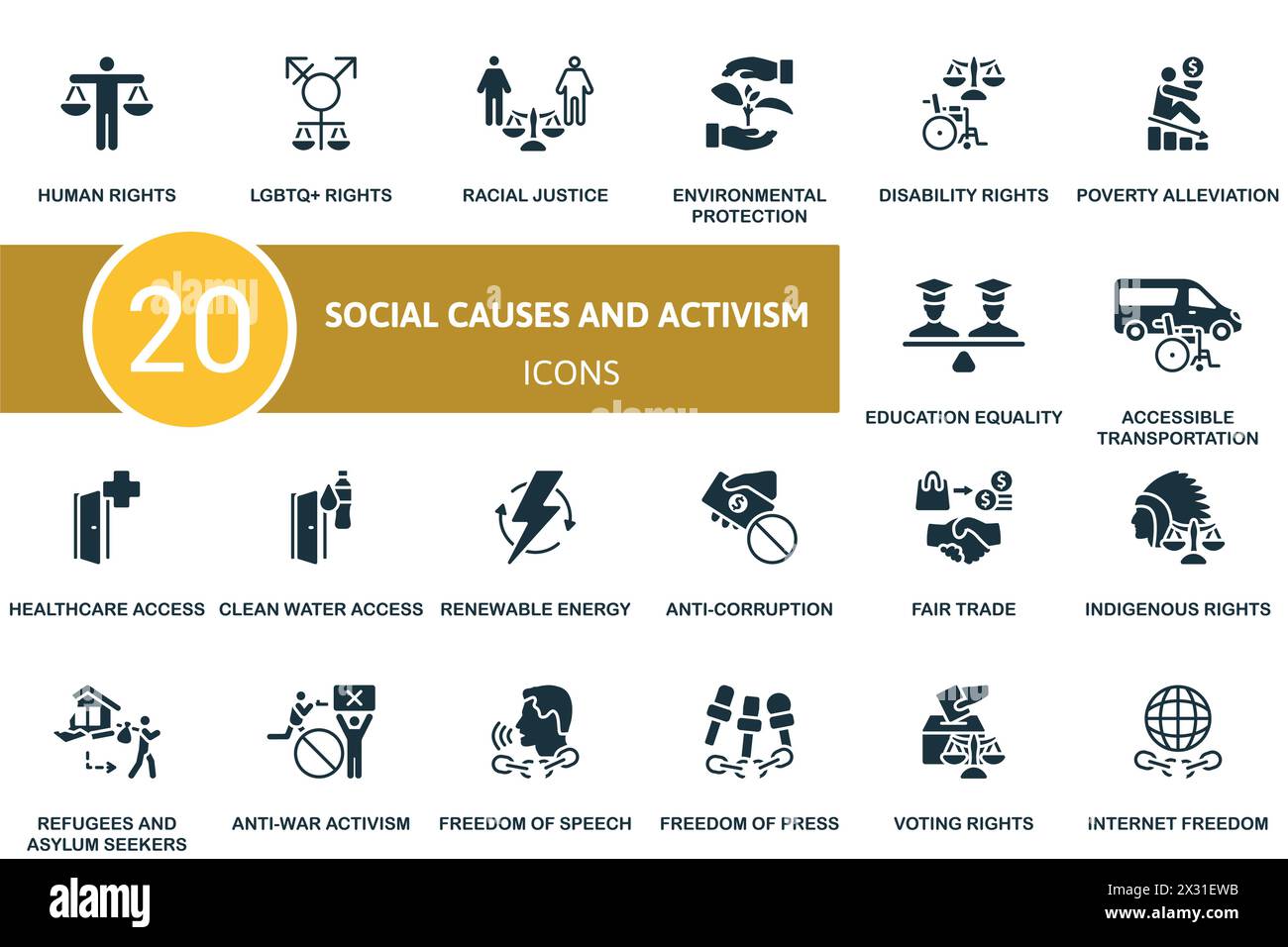 Social causes and activism set. Creative icons Stock Vector Image & Art ...