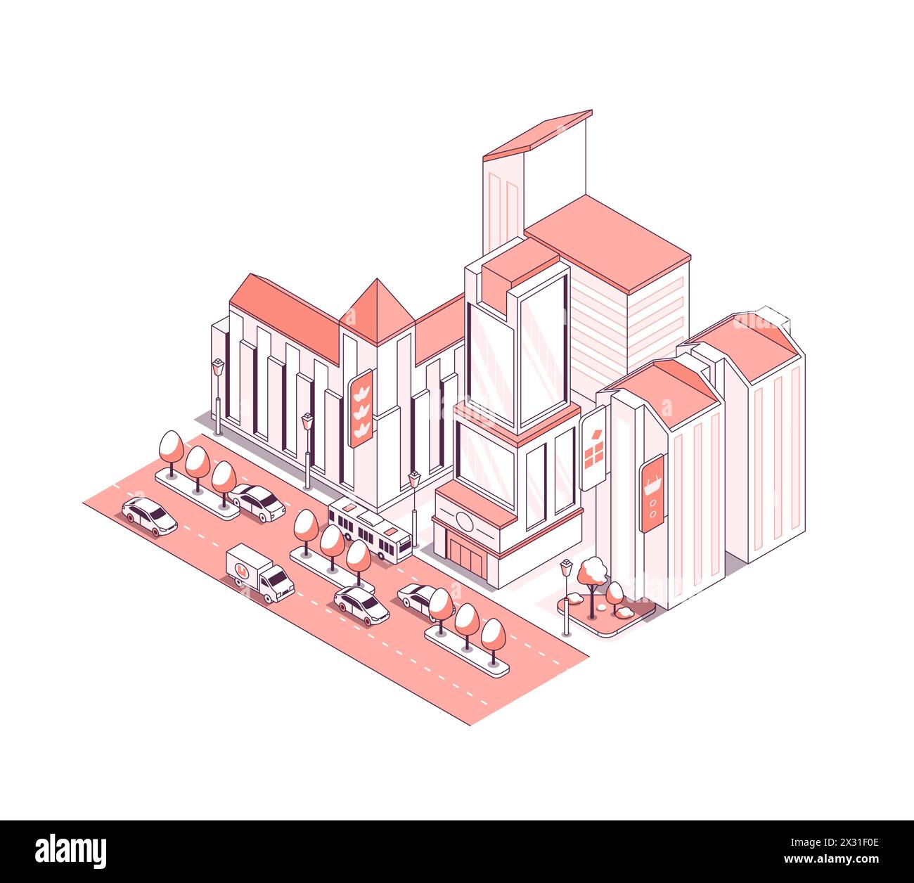 City mall and shops - vector isometric illustration Stock Vector Image ...