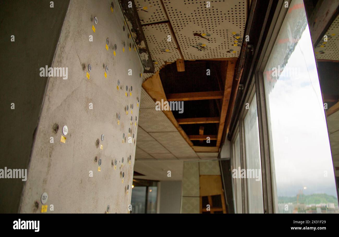 Bullet marks on the Jeonil Building, April 20, 2024 : Numbers of bullet ...