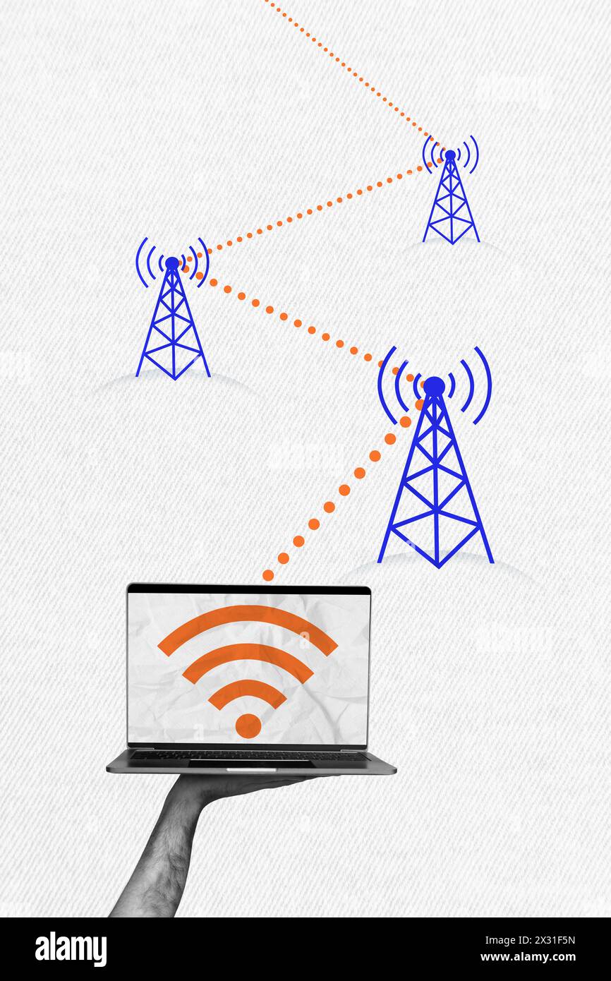 Photo collage artwork minimal picture of arm holding modern device ...