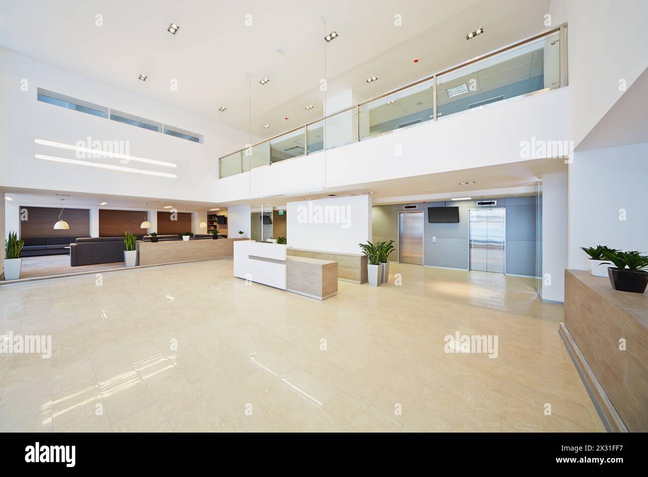 Reception hall in business center Stock Photo - Alamy