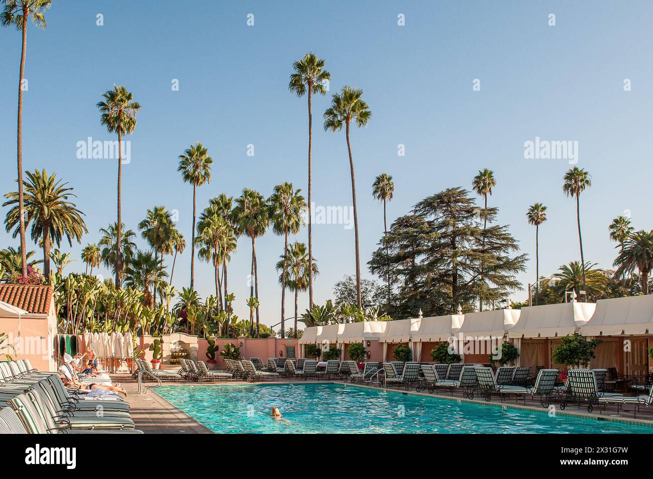 Swimming pool at the Beverly Hills Hotel on Sunset Boulevard in Beverly ...