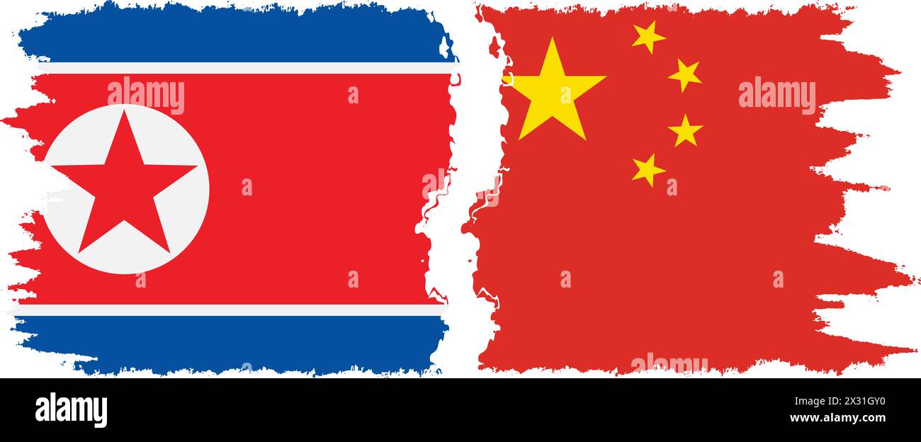 China north korea flags hi-res stock photography and images - Alamy