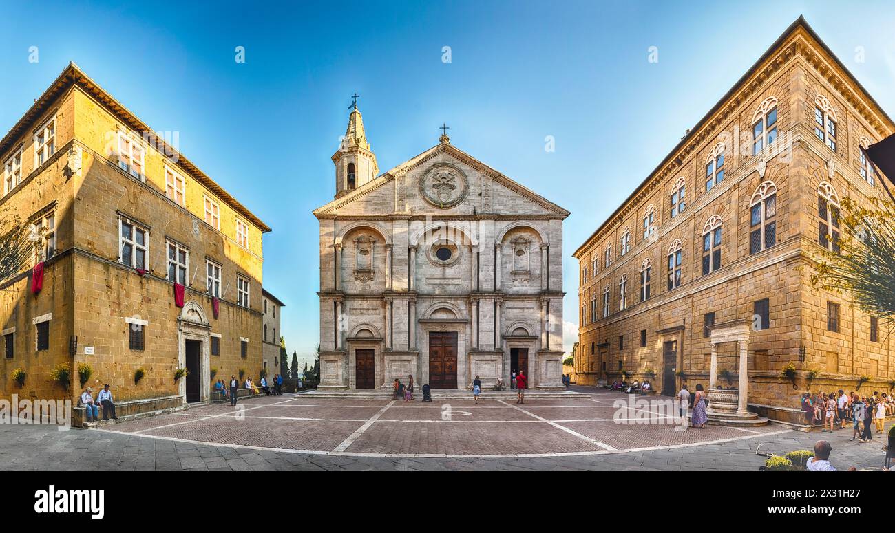 PIENZA, ITALY - JUNE 23: Panoramic view of the scenic Cathedral of ...