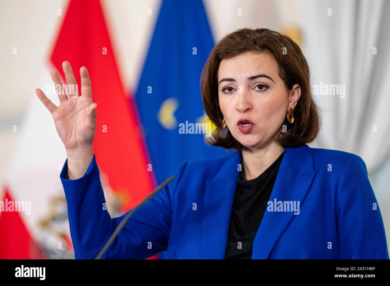 Wien, Österreich. 24. April 2024. Pressefoyer nach Ministerrat der ...