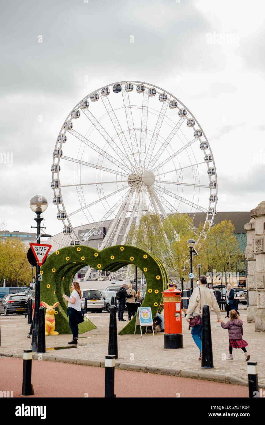Liverpool, UK, April 11 2024: Decorative Easter objects are placed on ...