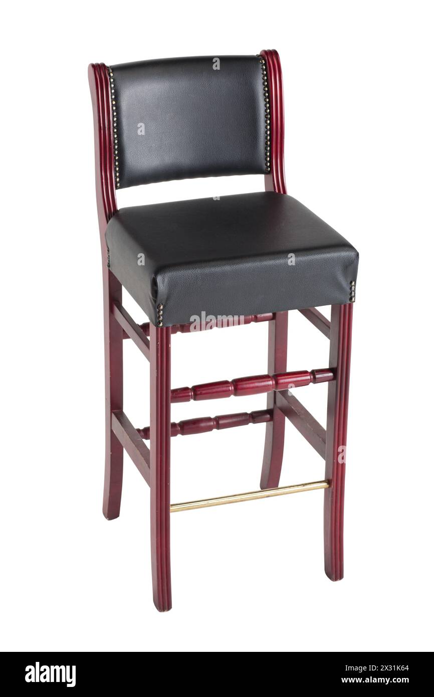 High wooden chair with soft seat isolated on white background Stock ...