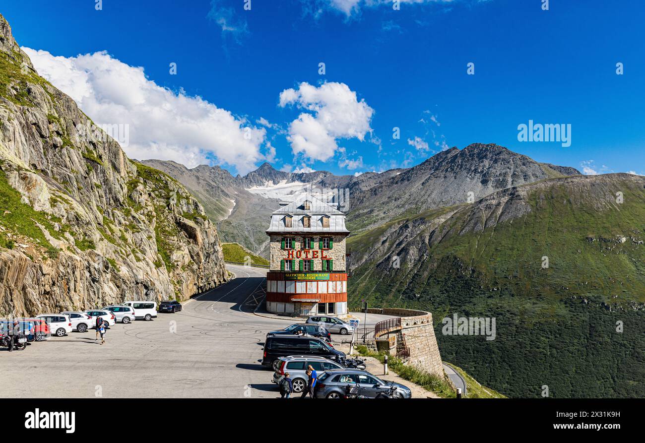 Das Hotel Belvedere in Gletsch beim Furkapass. Anfangs des 20 ...