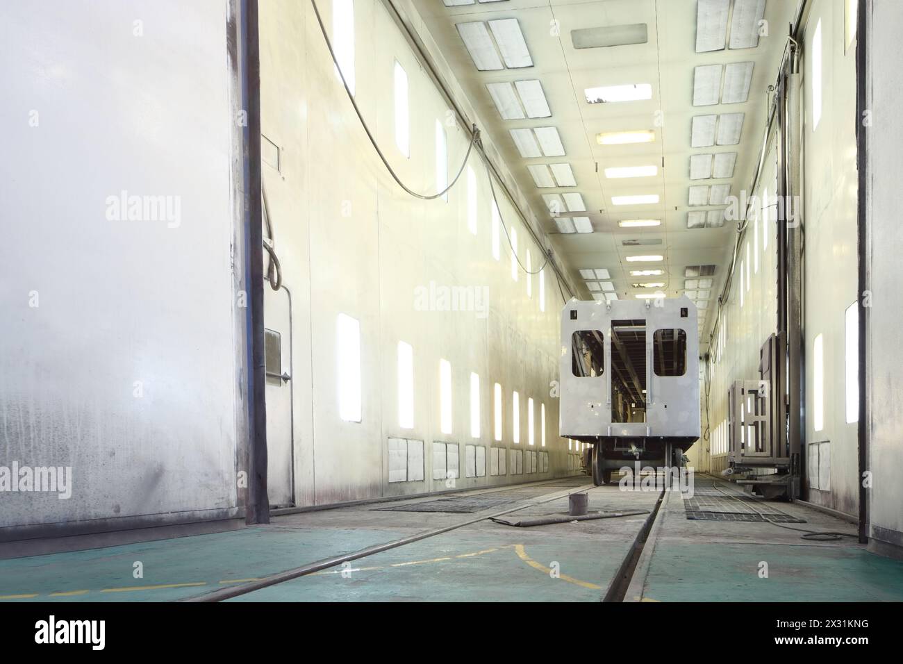 TVER - JUN 05: Empty car in drying chamber after painting in the shop ...